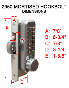 2950DC Keyless Mortised Hookbolt Lock